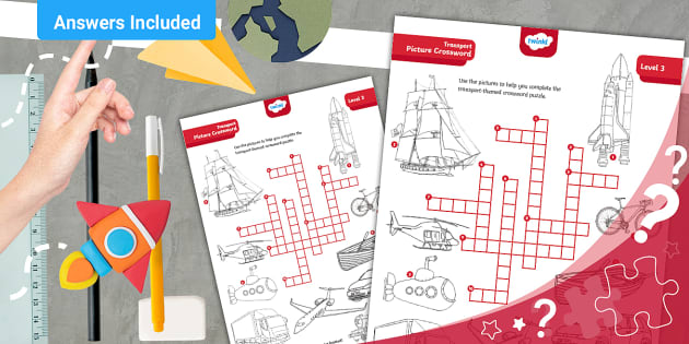 Transport Themed Fun Picture Crossword Puzzle - L3 - Kids