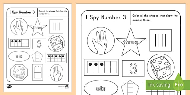 Number Sense I Spy Number 3 Activity (teacher made)