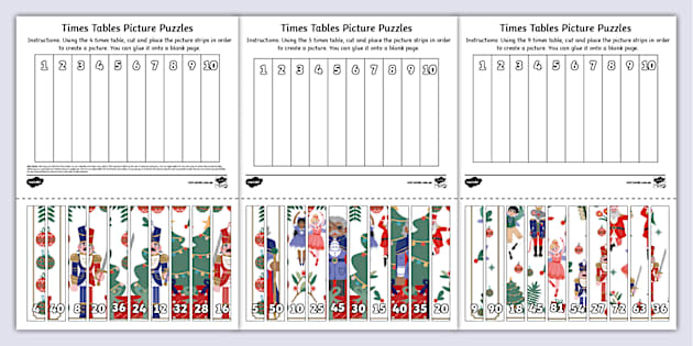 Nutcracker Christmas Times Table Picture Puzzles - Twinkl