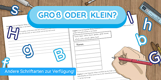 Groß oder klein? - Arbeitsblatt (Teacher-Made) - Twinkl