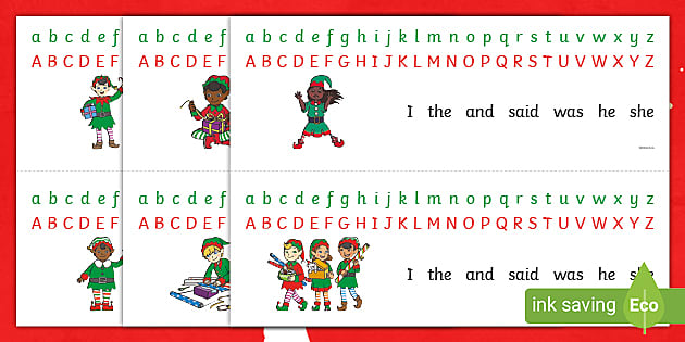 FREE! - Elf Themed Combined Number And Alphabet Strips