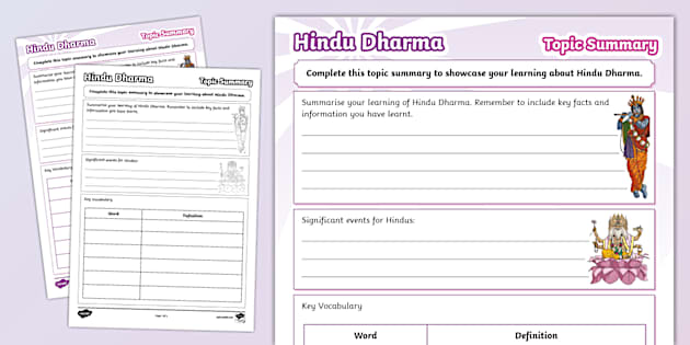 Hinduism Topic Summary Template (teacher made) - Twinkl Hinduism Topic Summary Template (teacher made) - Twinkl