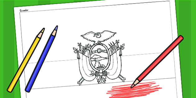 Ecuador A4 Colouring Flag (teacher made) - Twinkl