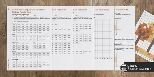 KS3 Autumn Four-Figure Grid References Picture Puzzles
