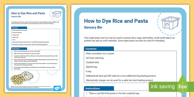 Recipe for How to Dye Pasta and Rice Bright Colours - Twinkl