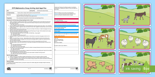Kindergarten Maths: Counting Farm Animal Families Group Adult Input ...