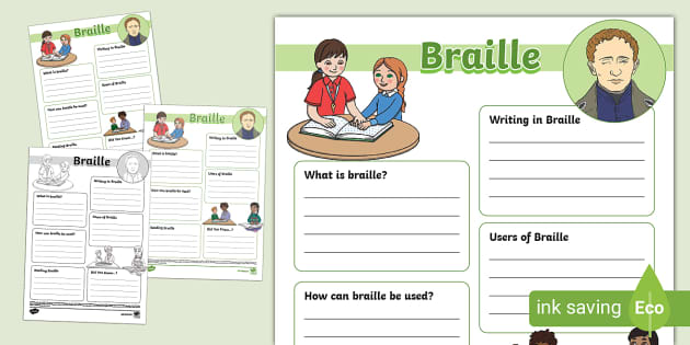 Braille Fact File Template (l'enseignant a fait) - Twinkl