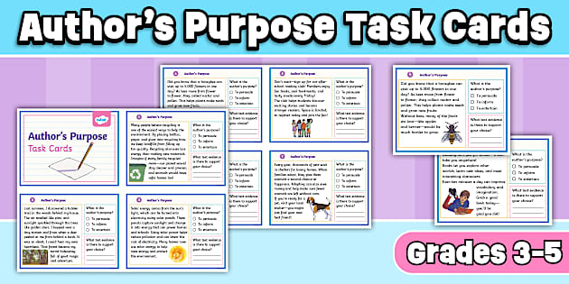 Author's Purpose Task Cards for 3rd-5th Grade