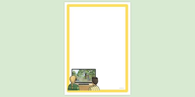 FREE! - Simple Blank Watching TV Page Border | Page Borders | Twinkl