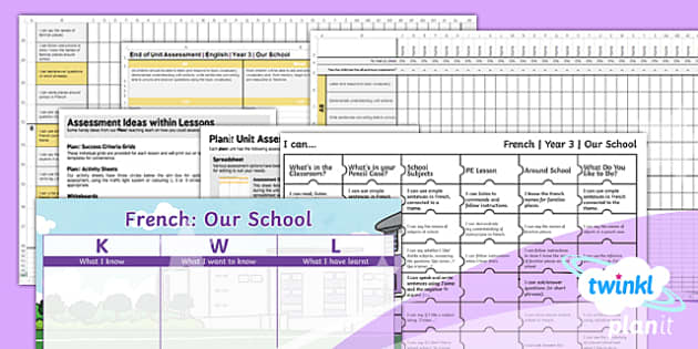 French: Our School Year 3 Unit Assessment Pack