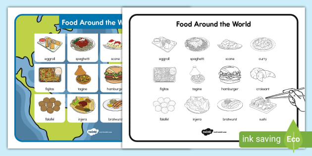 Food Around the World Word Mat (teacher made) - Twinkl