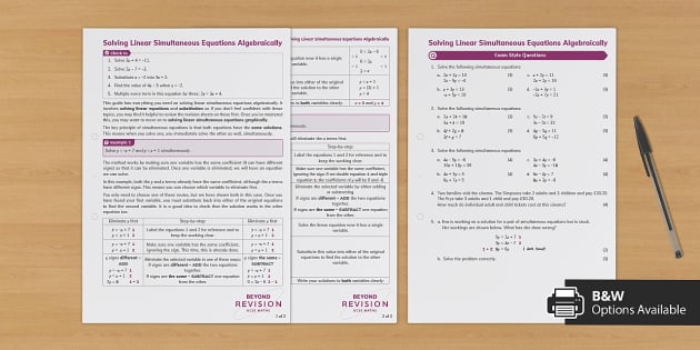 👉 Solving Linear Simultaneous Equations (teacher made) 👉 Solving Linear Simultaneous Equations (teacher made)
