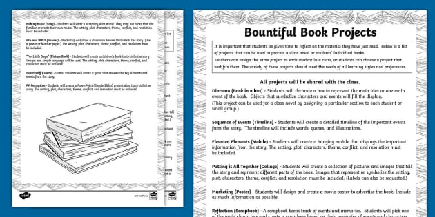 Eighth Grade Bountiful Book Projects (Hecho por educadores)