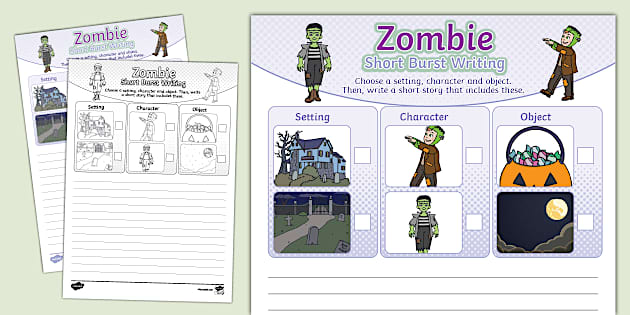 Zombie Short Burst Writing Template (teacher made) - Twinkl