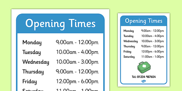 Doctor's Surgery Opening Times - Doctors surgery role play