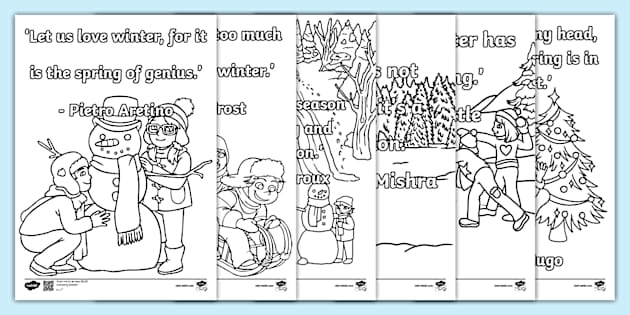 Quotes About Winter Colouring Pages Pack (teacher made)