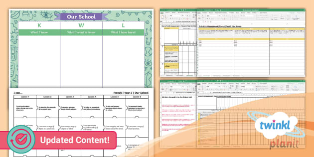 French: Our School Year 3 Unit Assessment Pack - Twinkl