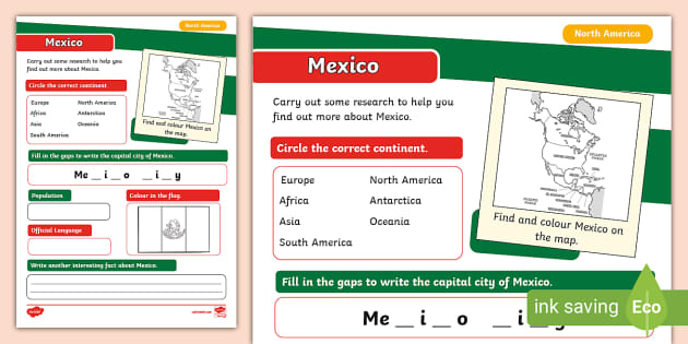 KS1 Mexico Research Activity (teacher made) - Twinkl