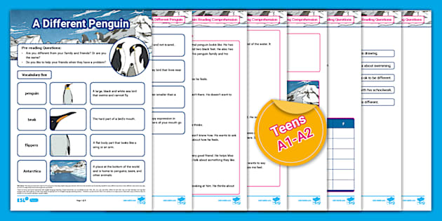 ESL A Different Penguin Reading Comprehension [Teens, A1-A2]
