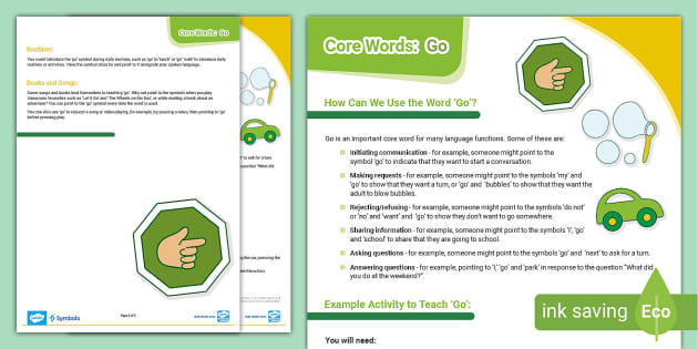 Twinkl Symbols: Core Words Activity Pack - Go (teacher made)