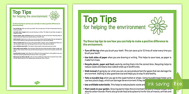 Top Tips for Helping the Environment (teacher made)