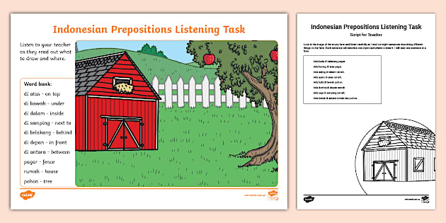 Prepositions Listening Activity - Indonesian (teacher made)