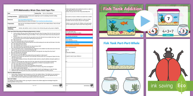 EYFS Maths: Fish in a Tank Addition Whole Class Adult Input Plan and ...