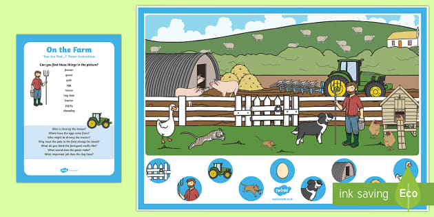 EYFS On the Farm Can You Find...? Poster and Prompt Card Pack