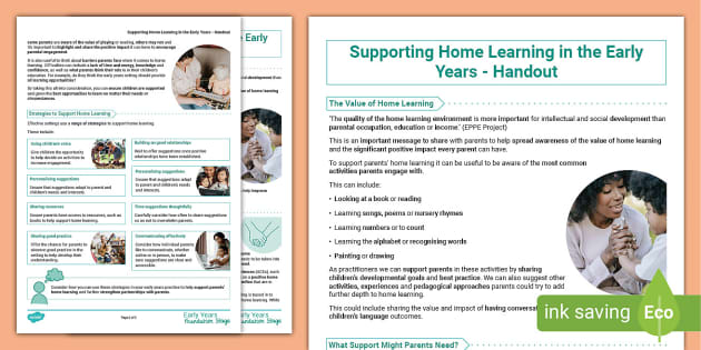 Supporting Home Learning Handout | EYFS | CPD | Twinkl