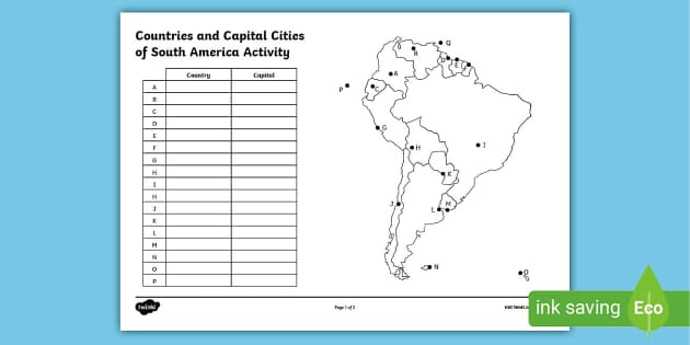 * NEW * The Countries and Capital Cities of South America Labelling ...