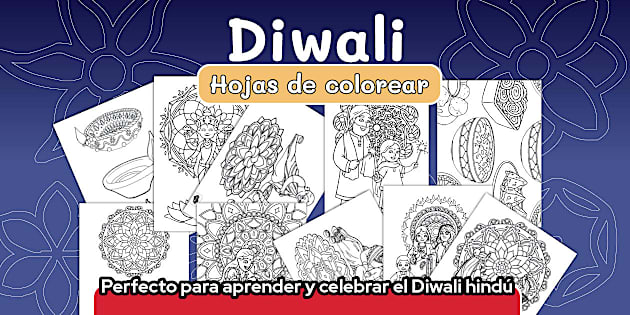 Hojas de colorear: Celebración del Diwali