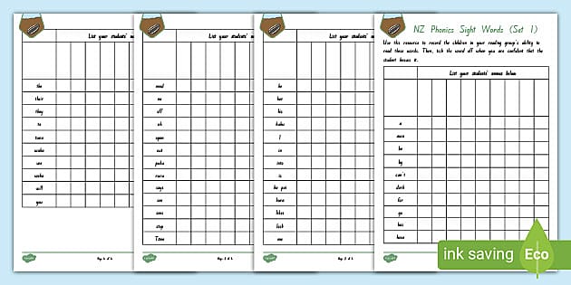 Phonics Plus Kākano Words List Teacher Checklist