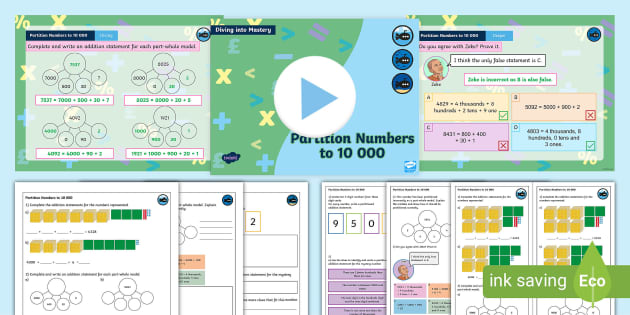 👉 Year 4 DiM Partition Numbers to 10 000 Teaching Pack