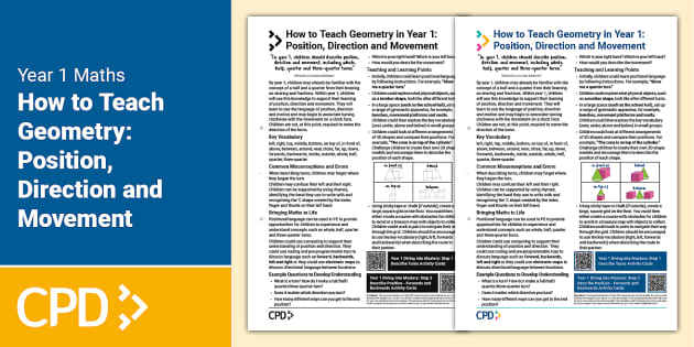 How To Teach Geometry In Year 1 Position Direction And Movement