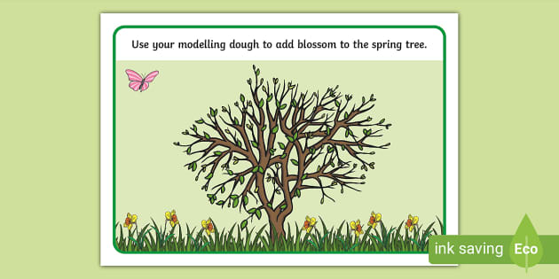 Spring Tree Modelling Dough Mat (teacher made) - Twinkl