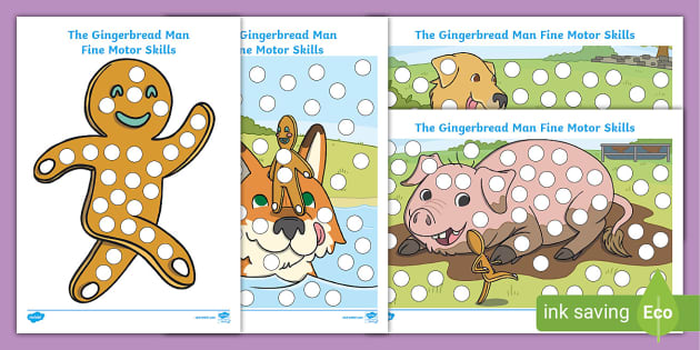 The Gingerbread Man Button Placing Fine Motor Skills Activity