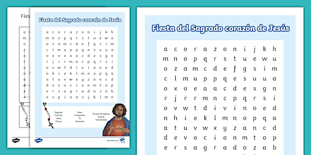 Sopa de letras: Fiesta del Sagrado corazón de Jesús | Twinkl