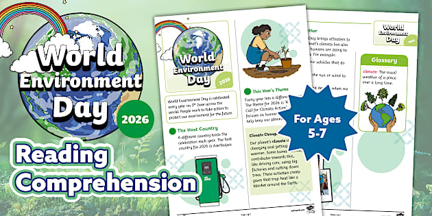 World Environment Day Reading Comprehension Activity For Ages 5-7