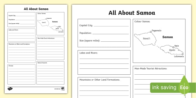 All About Samoa Fact File Template (teacher made)