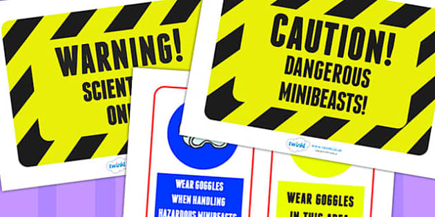 Minibeasts Investigation Lab Roleplay Warning Signs - labels