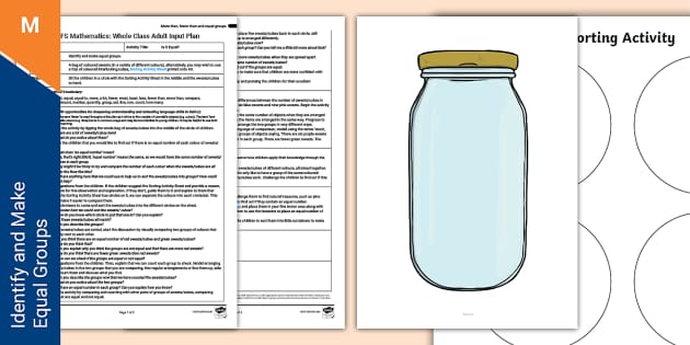 EYFS Maths: More, Less or the Same? Whole Class Adult Input Plan and ...