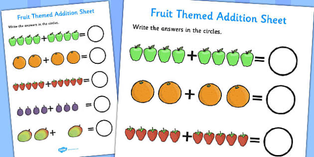 FREE! - Fruit Themed Addition Sheet (teacher made)