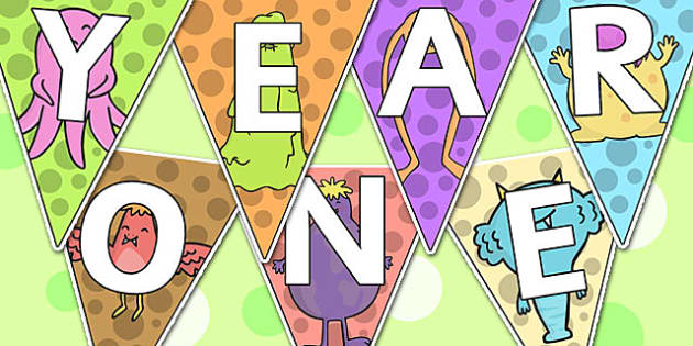 👉 Welcome to Year One Bunting Monster Themed - Twinkl