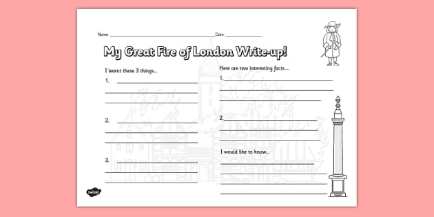 The Great Fire of London Write Up Worksheet - London, worksheet