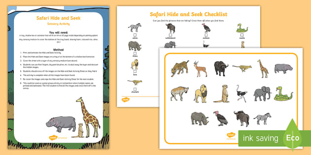 Safari 'Hide and Seek' Sensory Activity (teacher made)
