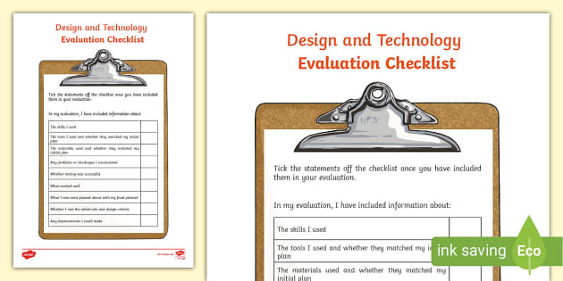 KS2 DT Evaluation Checklist (teacher made) - Twinkl