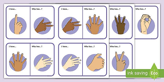 Auslan Numbers 0-10 I Have/Who Has (teacher made)