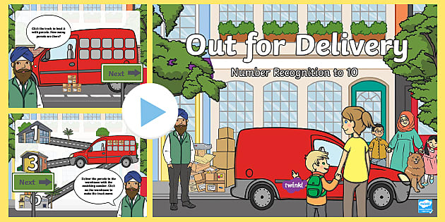 👉 Out for Delivery - Number Recognition to 10 PowerPoint