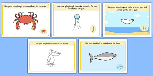 Beach Animals Playdough Mats (teacher made) - Twinkl