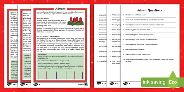 Advent KS2 Differentiated Reading Comprehension Activity
